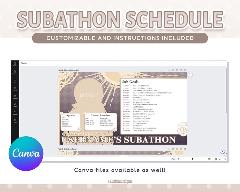 Stream Subathon Template for Twitch & Youtube Streaming /beige and Gold ...