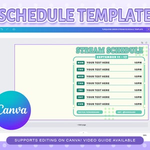 Stream Schedule Template for Twitch & Youtube Streaming / Turquoise ...