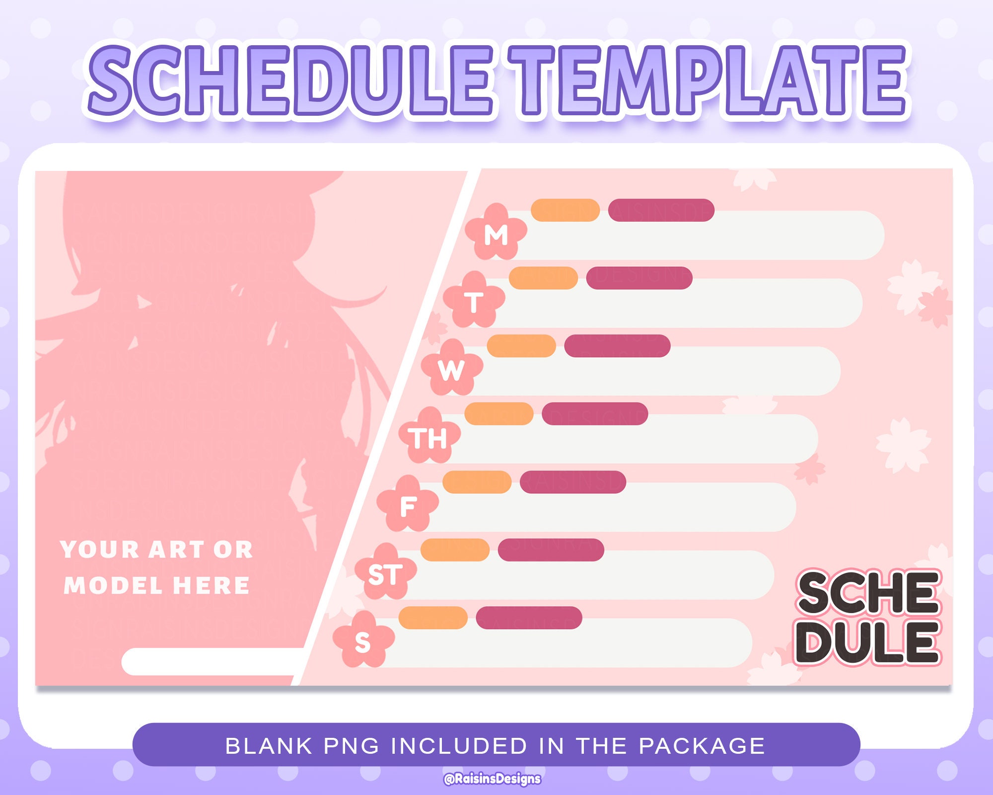 Stream Schedule Template for Twitch & Youtube Streaming / Spring Sakura ...