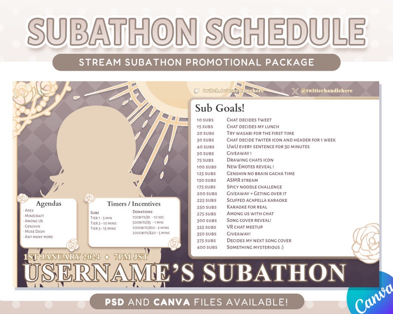 Stream Subathon Template for Twitch & Youtube Streaming /beige and Gold ...