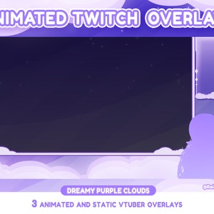 Animated Twitch Overlays / Dreamy Purple Cloud / Streamer Graphics ...