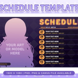 Stream Schedule Template for Twitch & Youtube Streaming / Pumpkin ...