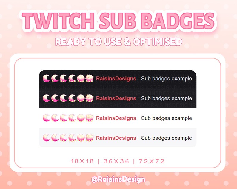 Pink Moon Sub Badges for Twitch & Youtube Stream / Bit Badges ...
