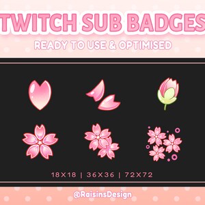 Pink Sakura Flower Sub Badges for Twitch & Youtube Stream / Bit Badges ...