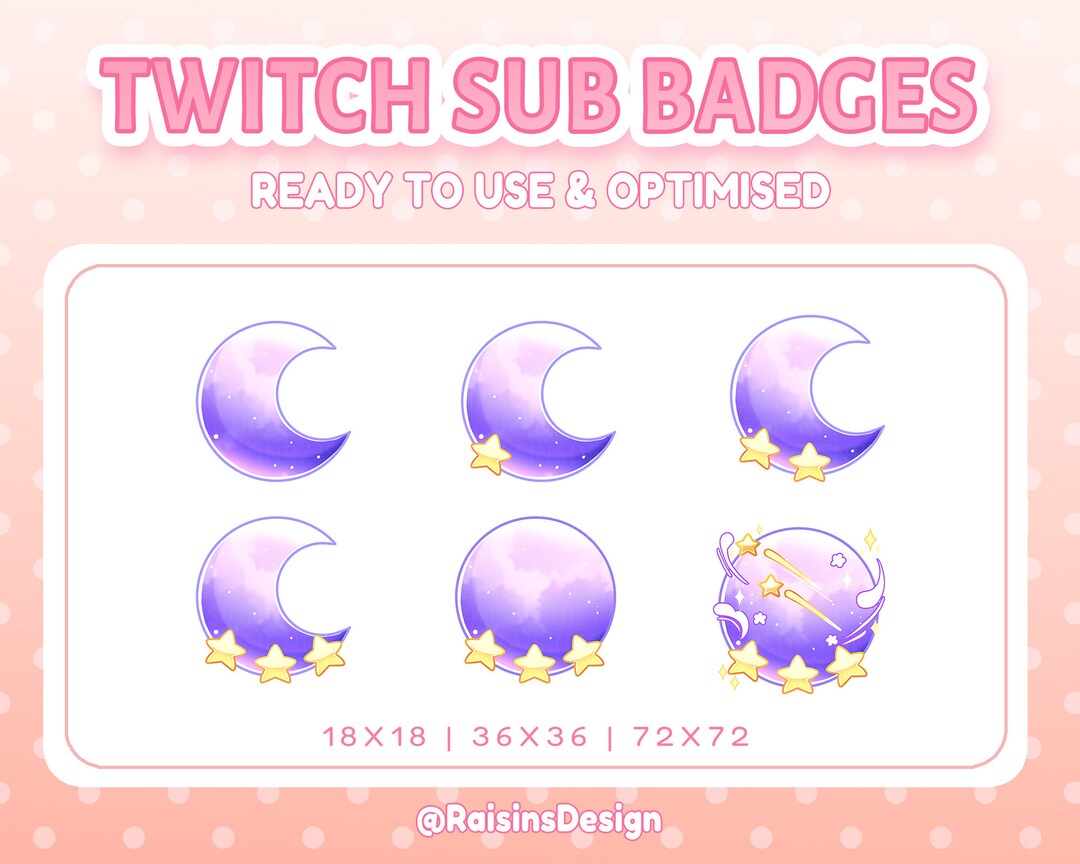 Purple Moon Sub Badges for Twitch & Youtube Stream / Bit Badges ...