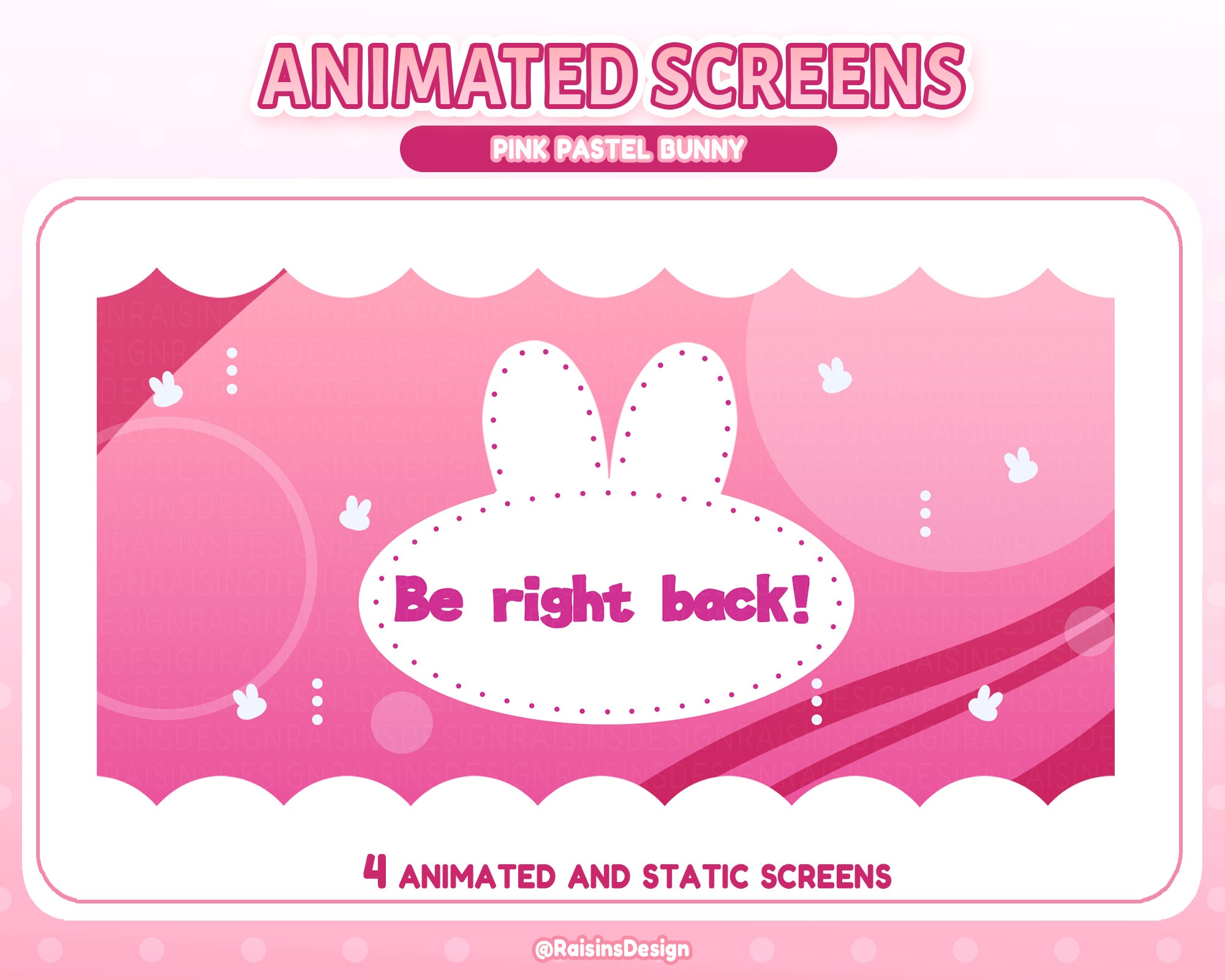 Animated Screens for Twitch Overlay / Pink Pastel Bunny / Cute Stream ...