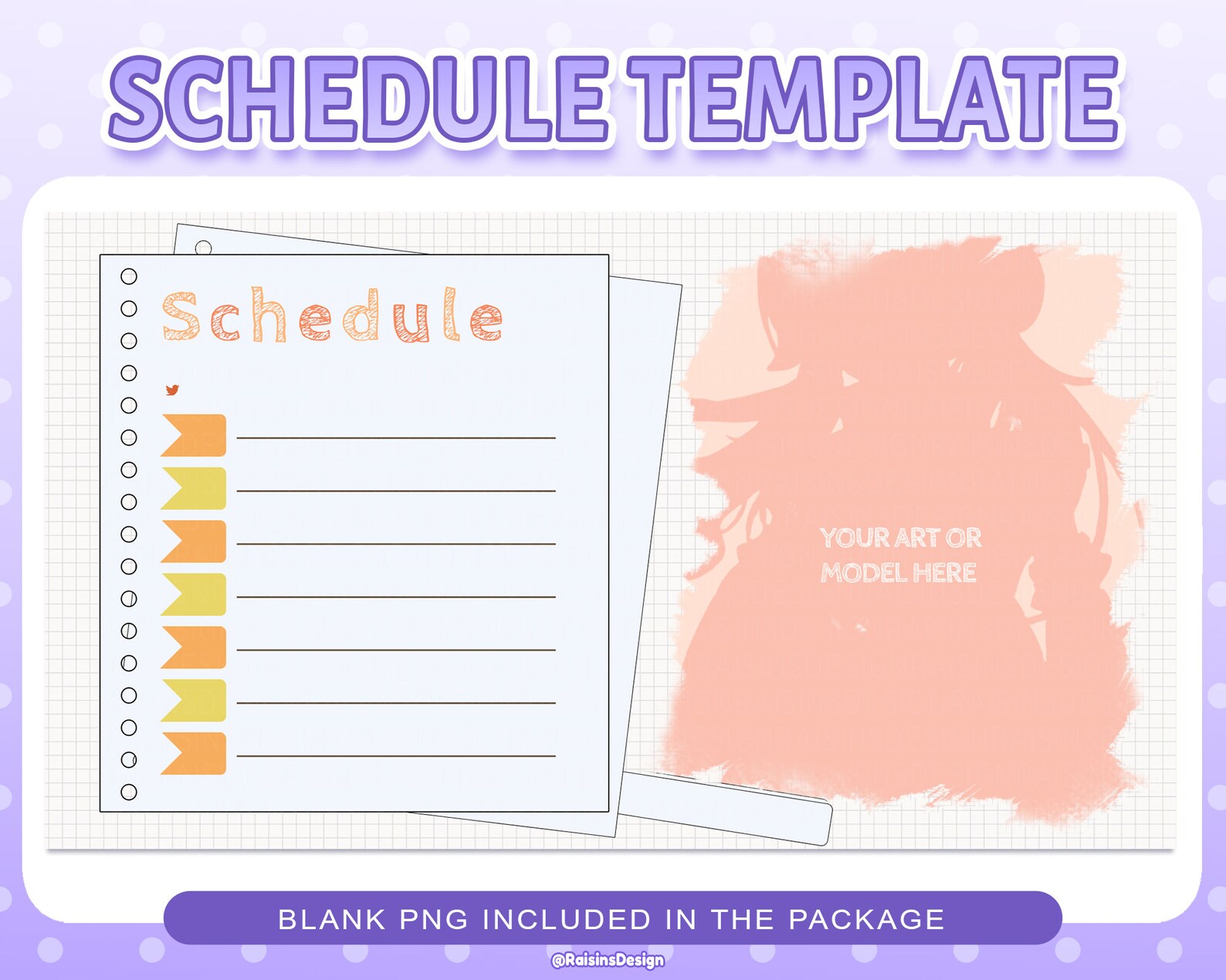 Stream Schedule Template for Twitch & Youtube Streaming / Cute Notebook ...