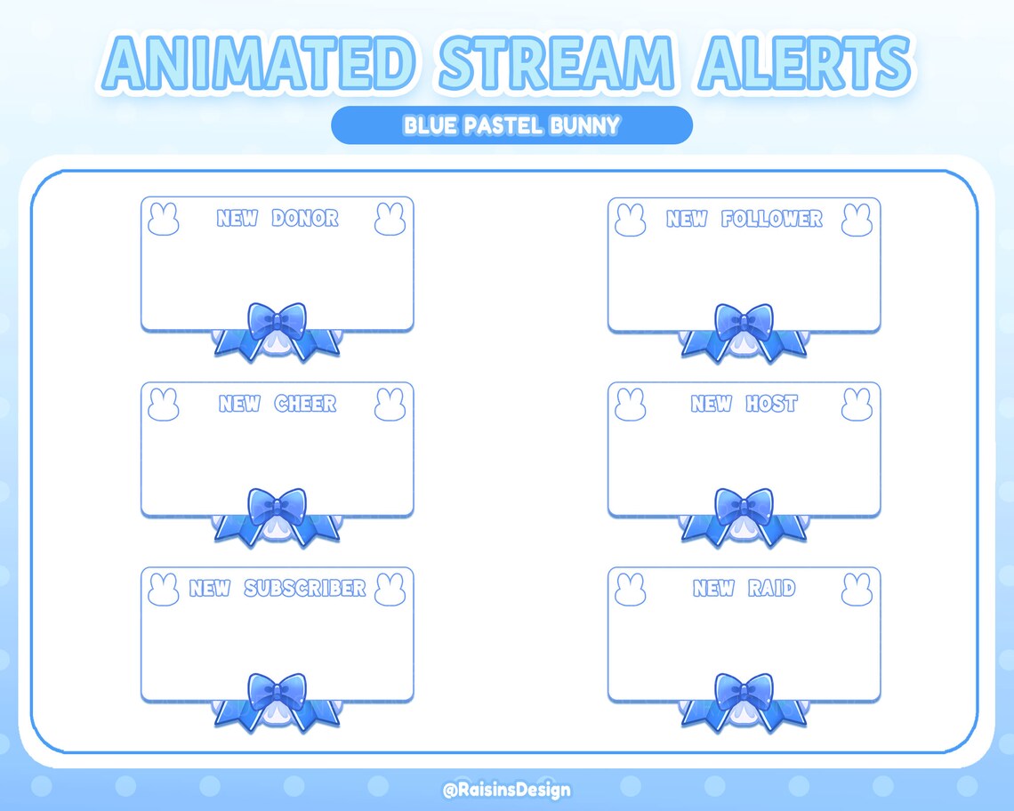 Animated Alerts for Twitch Overlay / Blue Pastel Bunny / Streamer ...