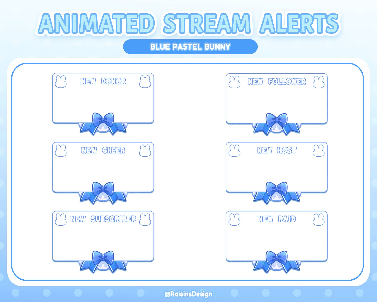 Animated Alerts for Twitch Overlay / Blue Pastel Bunny / Streamer ...