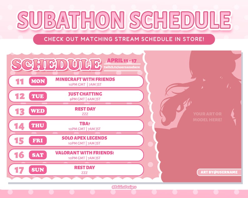 Stream Subathon Template for Twitch & Youtube Streaming / Pink Polka ...