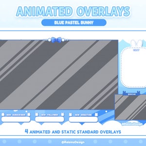 Animated Twitch Overlays / Blue Pastel Bunny / Streamer Graphics ...