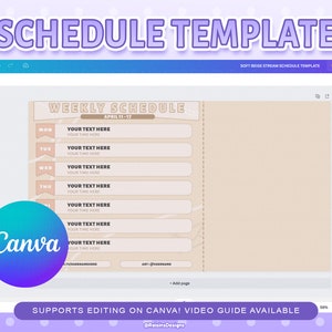 Stream Schedule Template for Twitch & Youtube Streaming / Soft Beige ...
