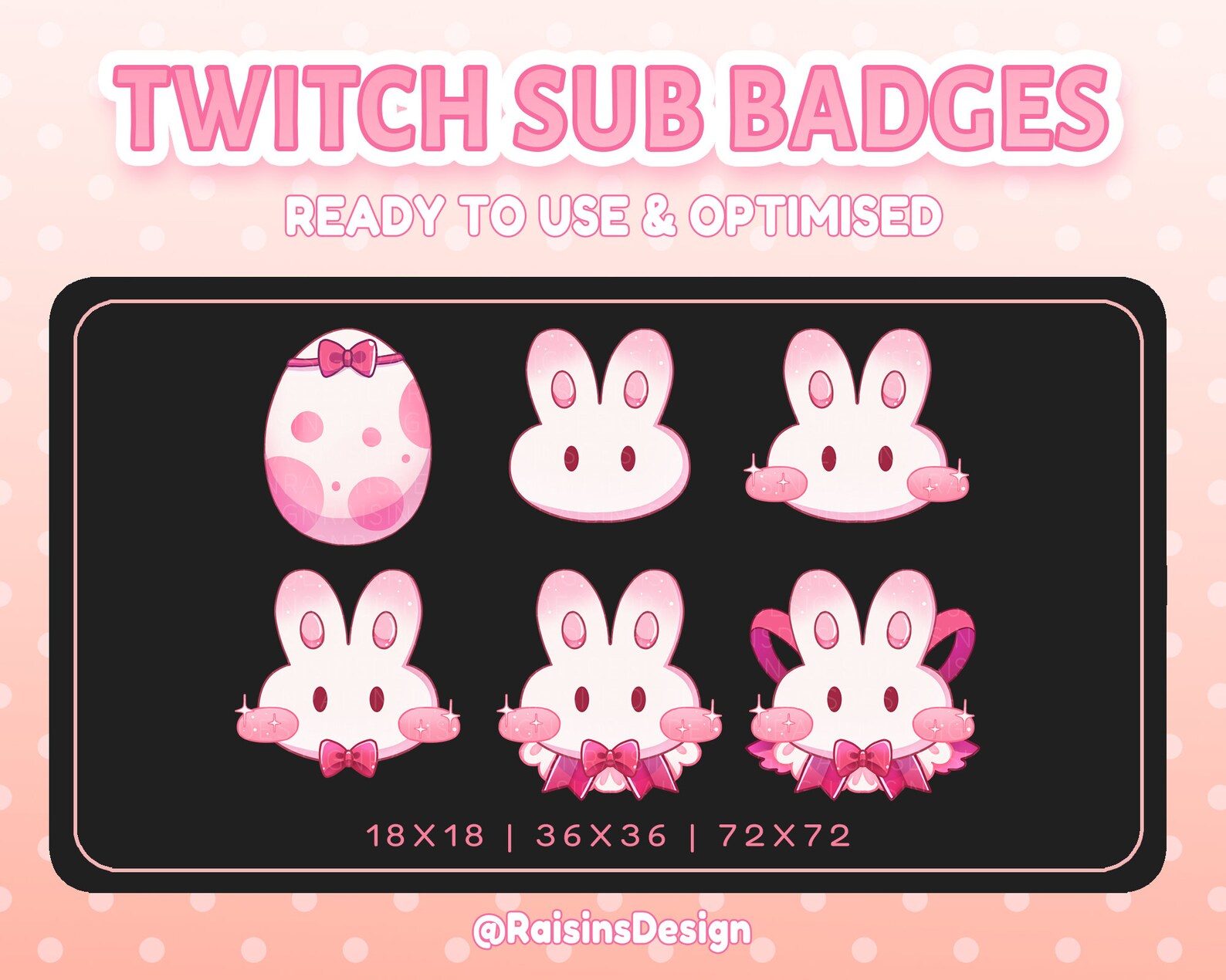 6pcs Pink Bunny Twitch Sub Bit Badges / P2U Cute Cheer Badges - Etsy