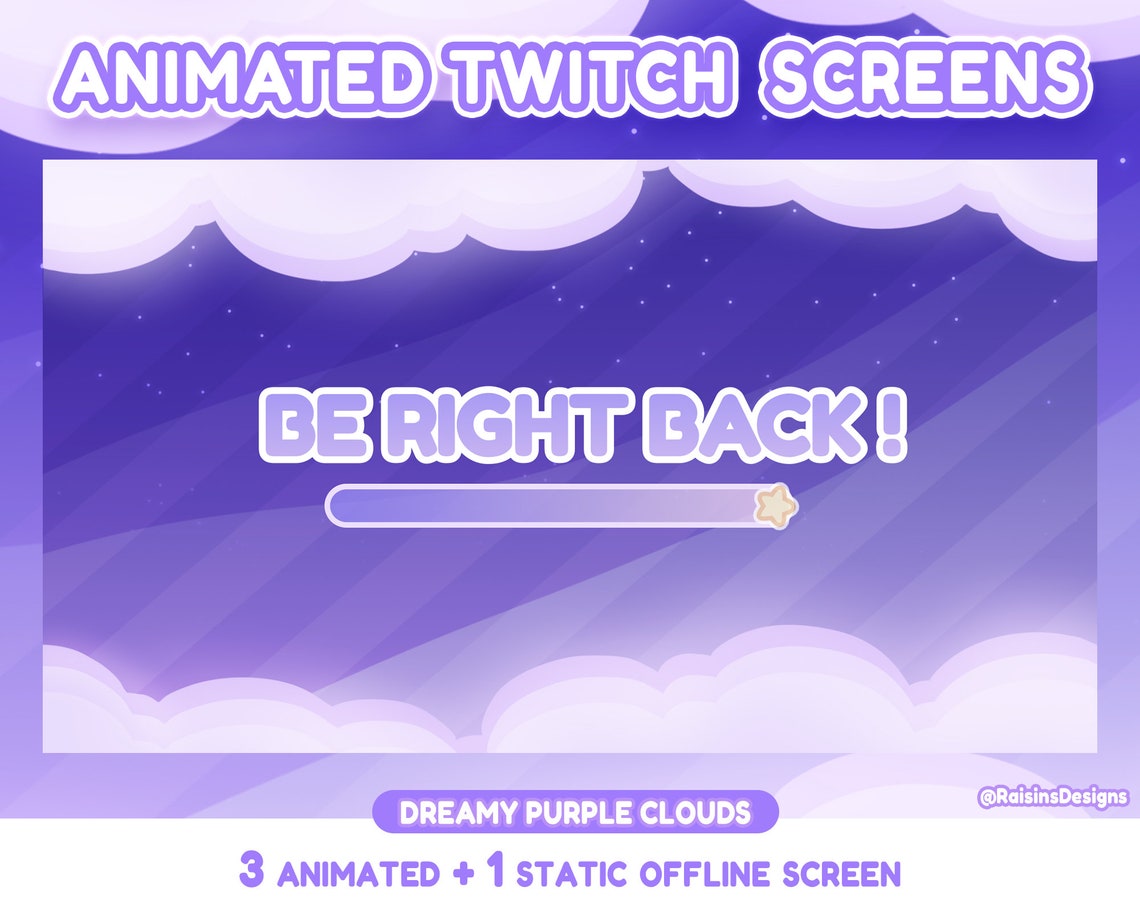Animated Screens for Twitch Overlay / Dreamy Purple Clouds / Cute ...