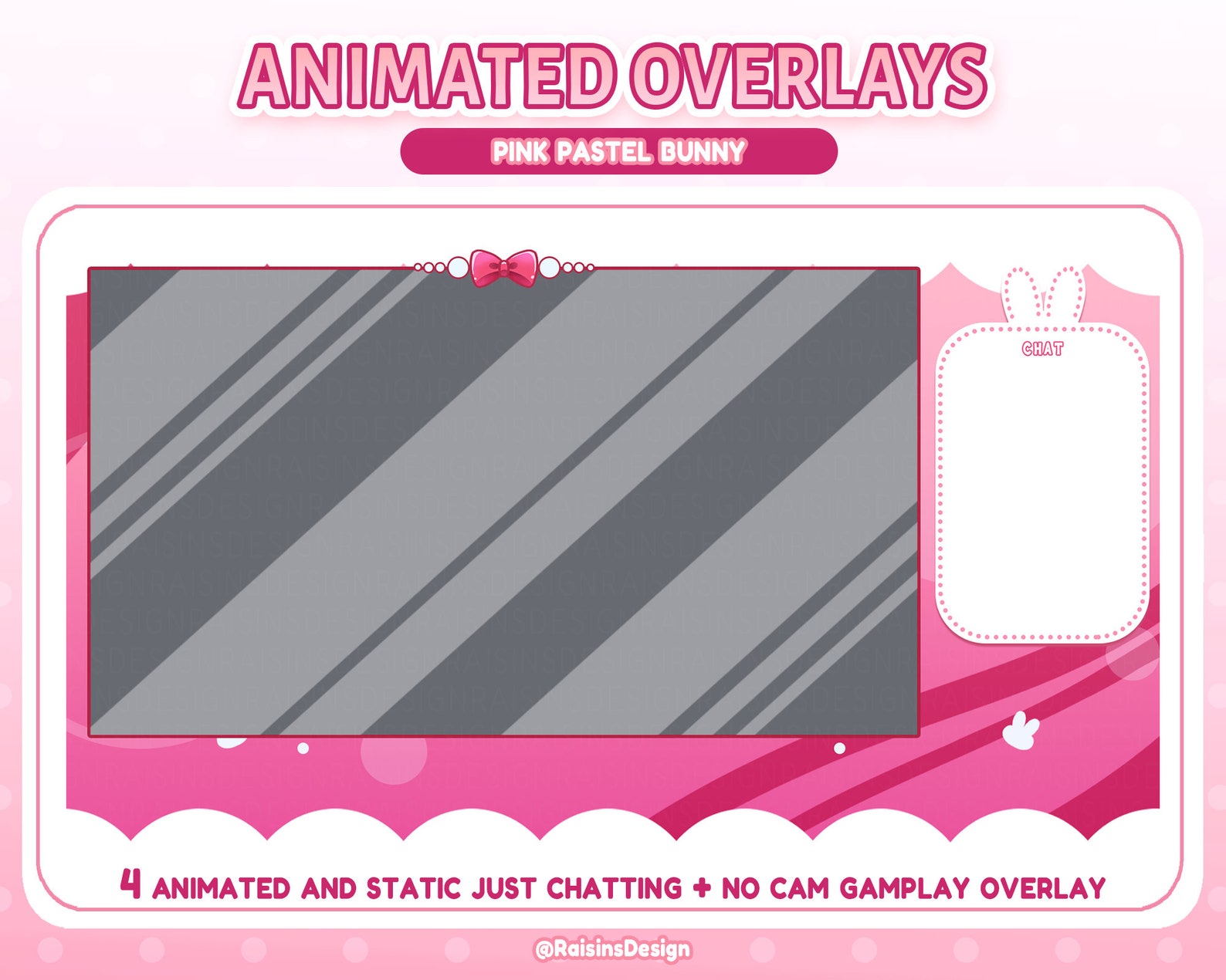 Animated Twitch Overlays / Pink Pastel Bunny / Streamer Graphics ...