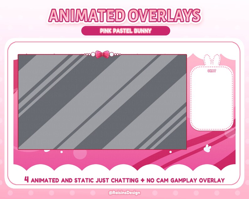 Animated Twitch Overlays / Pink Pastel Bunny / Streamer Graphics ...