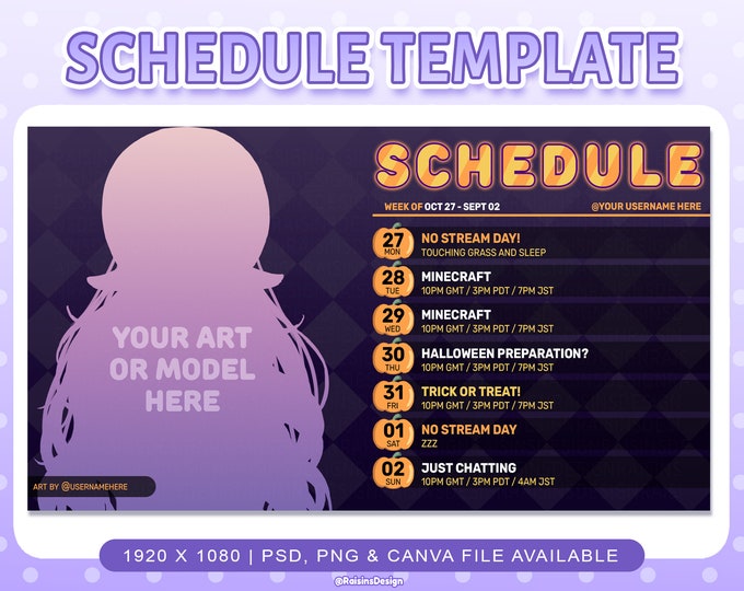 Stream Schedule Template for Twitch & Youtube Streaming / Turquoise ...
