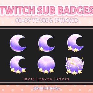 Purple Moon Sub Badges for Twitch & Youtube Stream / Bit Badges ...