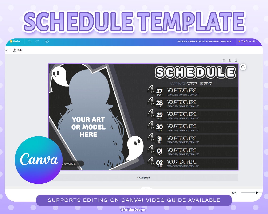 Stream Schedule Template for Twitch & Youtube Streaming / - Etsy