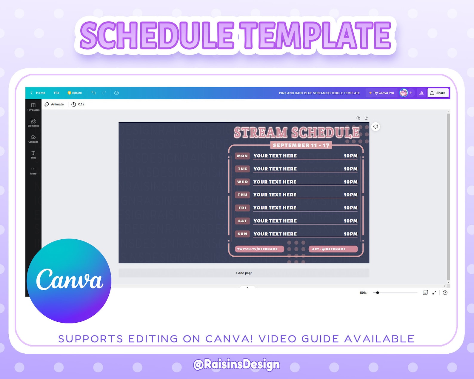 Stream Schedule Template for Twitch & Youtube Streaming / - Etsy Hong Kong