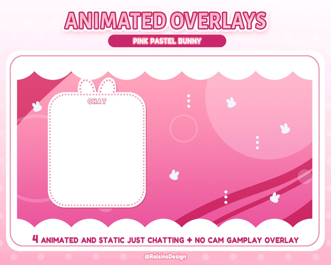 Animated Twitch Overlays / Pink Pastel Bunny / Streamer Graphics ...
