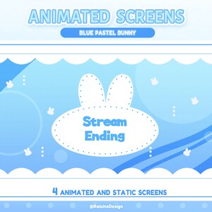 Animated Screens for Twitch Overlay / Blue Pastel Bunny / Cute Screens ...