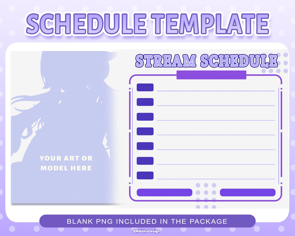 Stream Schedule Template for Twitch & Youtube Streaming / Pastel Purple ...