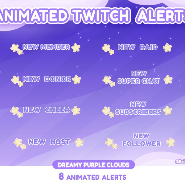 Animated Alerts for Twitch Overlay / Blue Pastel Bunny / Streamer ...