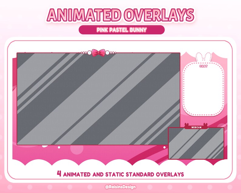 Animated Twitch Overlays / Pink Pastel Bunny / Streamer Graphics ...