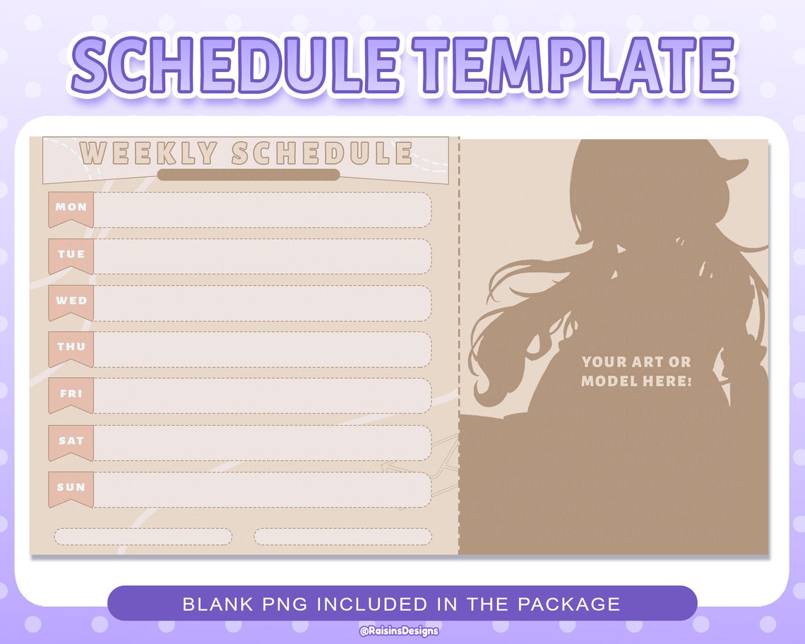 Stream Schedule Template for Twitch & Youtube Streaming / Soft Beige ...