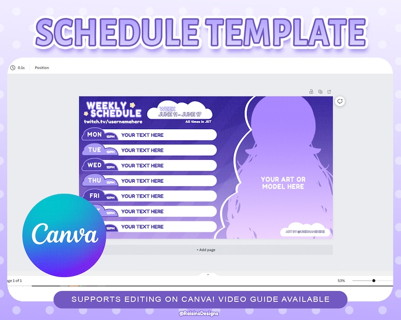 Dreamy Purple Clouds Stream Schedule Template (PSD, PNG & Canva) - Etsy ...