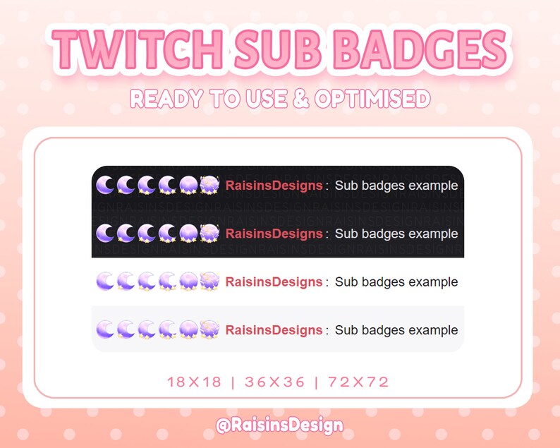 Purple Moon Sub Badges for Twitch & Youtube Stream / Bit Badges ...