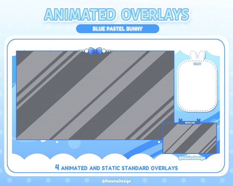 Animated Twitch Overlays / Blue Pastel Bunny / Streamer Graphics ...