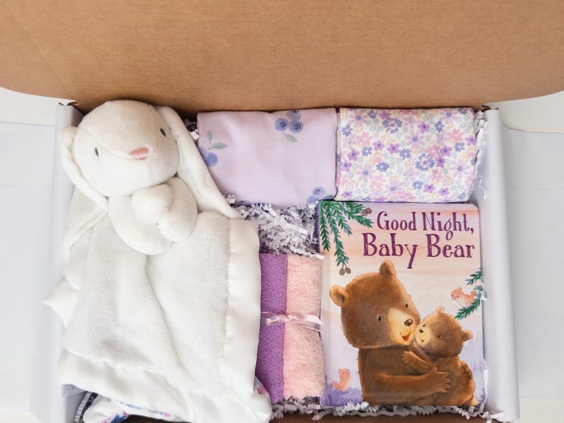 Baby Girl Gift Box: Bodysuits, Board Book & Security Blanket - Etsy