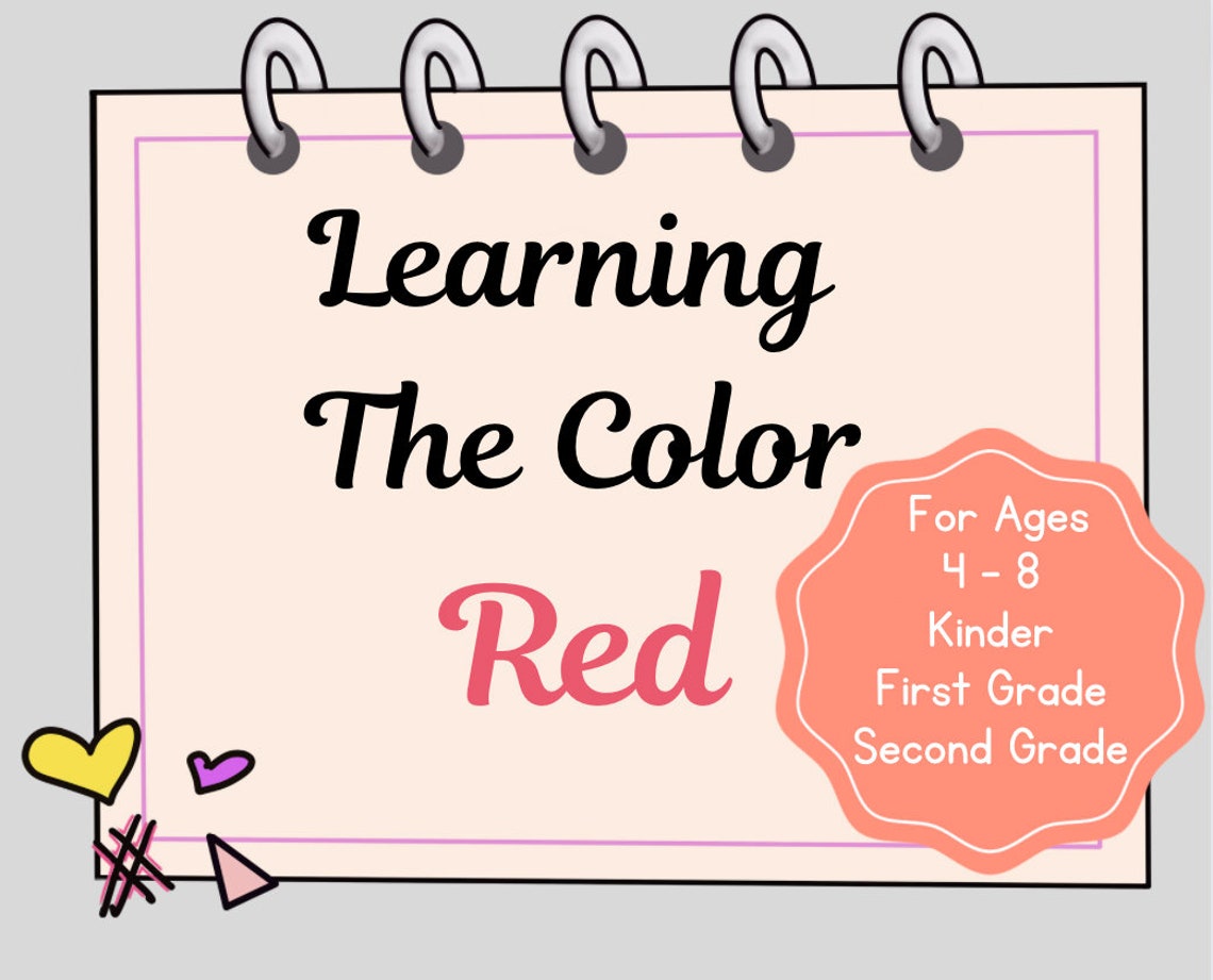 Learning the Color Red Elementary School Kids Worksheet Printable PDF 3 ...