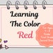 Learning the Color Red Elementary School Kids Worksheet Printable PDF 3 ...
