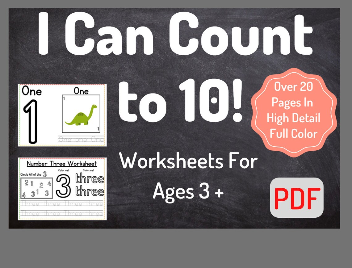 Count to 10 Kids Worksheets Ages 3 Elementary Homeschool PDF 20 Pages ...