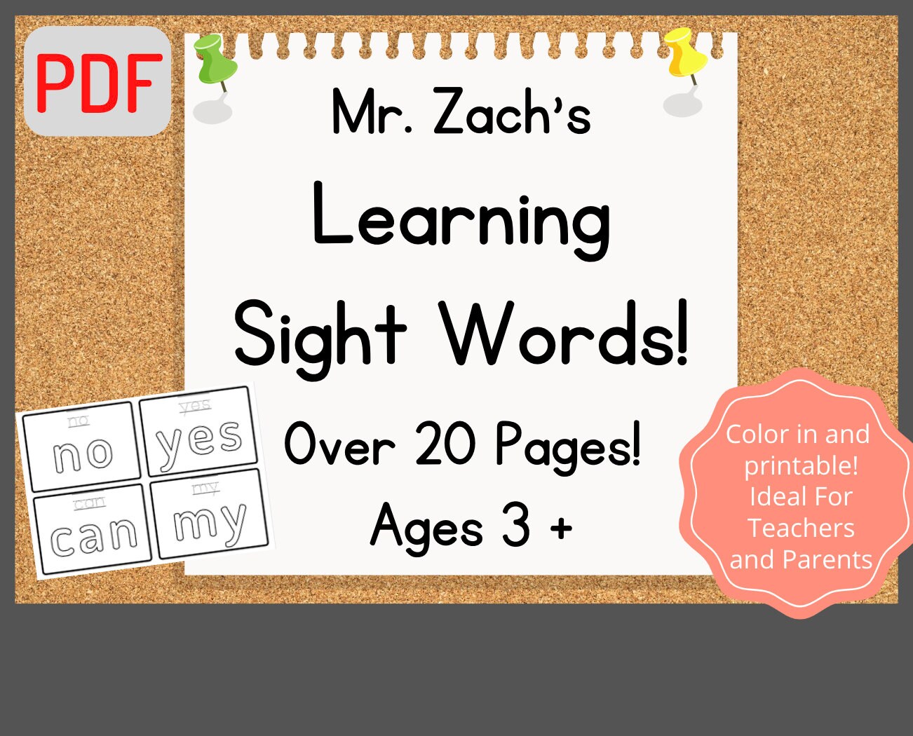 Sight Word Color in Worksheet Flashcards Over 20 Pages PDF Printable - Etsy