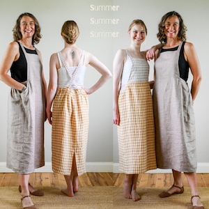 Apron Dress PDF Sewing Pattern XXS-2XL Pull on Semi-fitted, Elastic ...