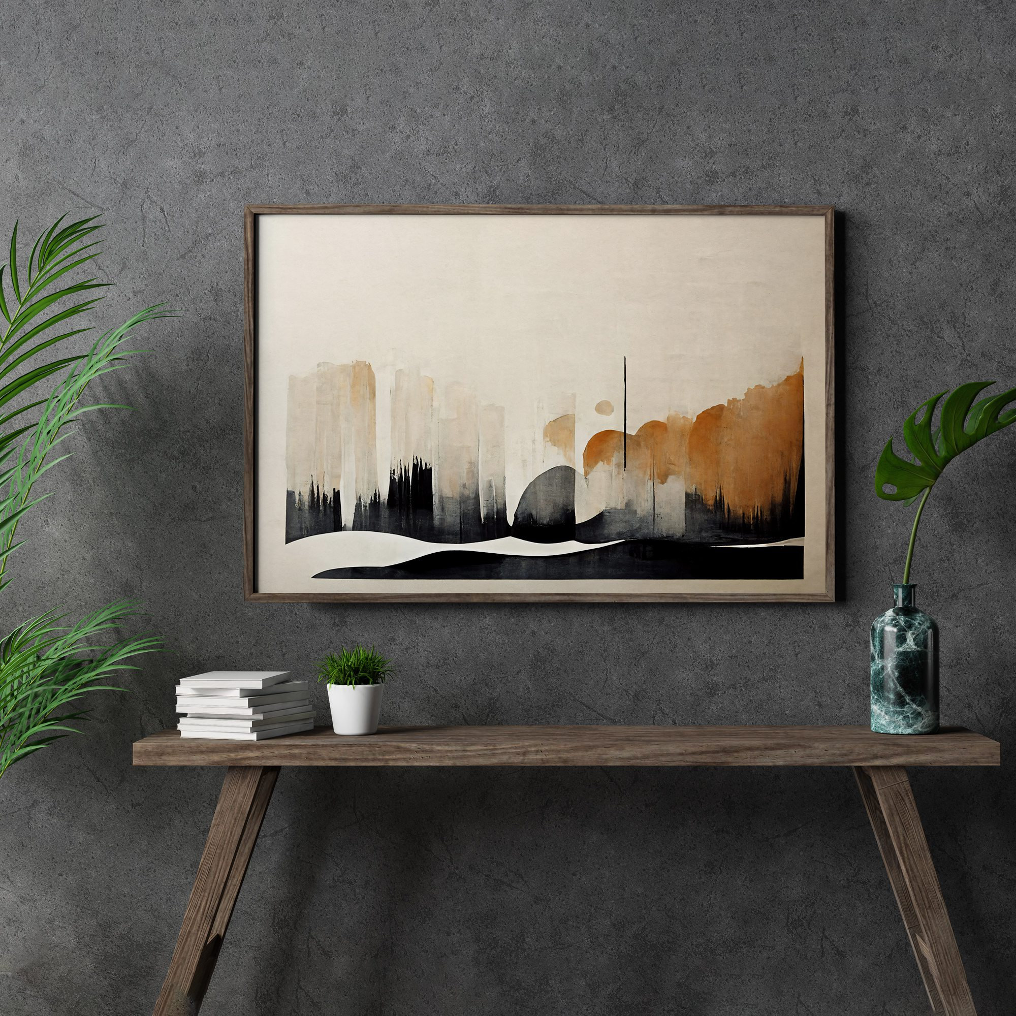 Modern Neutral Abstract Art Japandi Wall Decor Printable, Horizontal ...