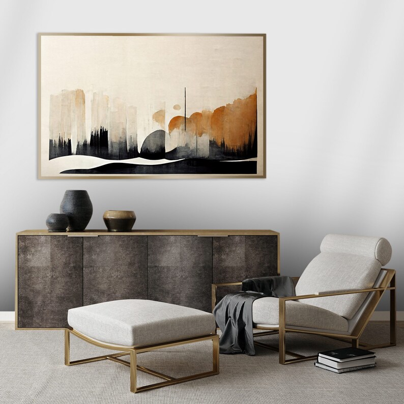 Modern Neutral Abstract Art Japandi Wall Decor Printable, Horizontal ...