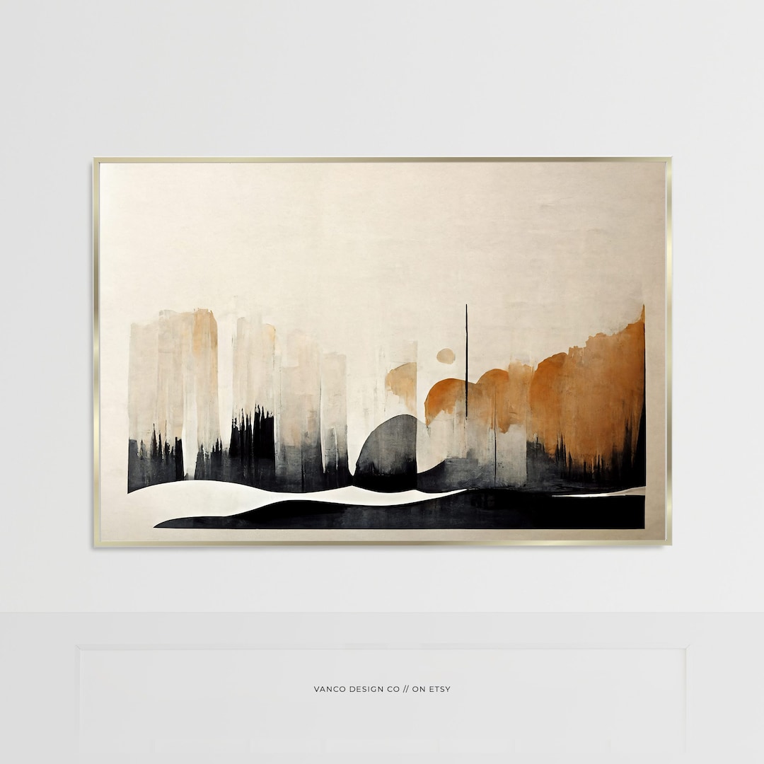 Modern Neutral Abstract Art Japandi Wall Decor Printable, Horizontal ...