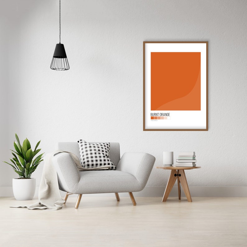 Burnt Orange Color Block Wall Art, Terracotta Bedroom Living Room Wall ...
