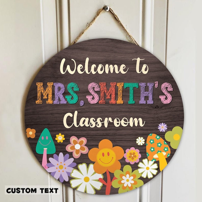 Personalized Groovy Rainbow Classroom Door Sign Custom - Etsy