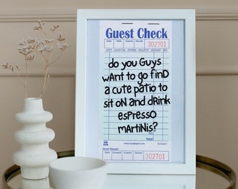 Espresso Martini Guest Check Poster - Etsy