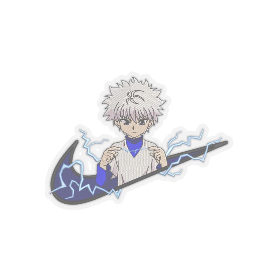 Killua X Nike Swoosh Kiss Cut Sticker - Inspired Decal" - Etsy