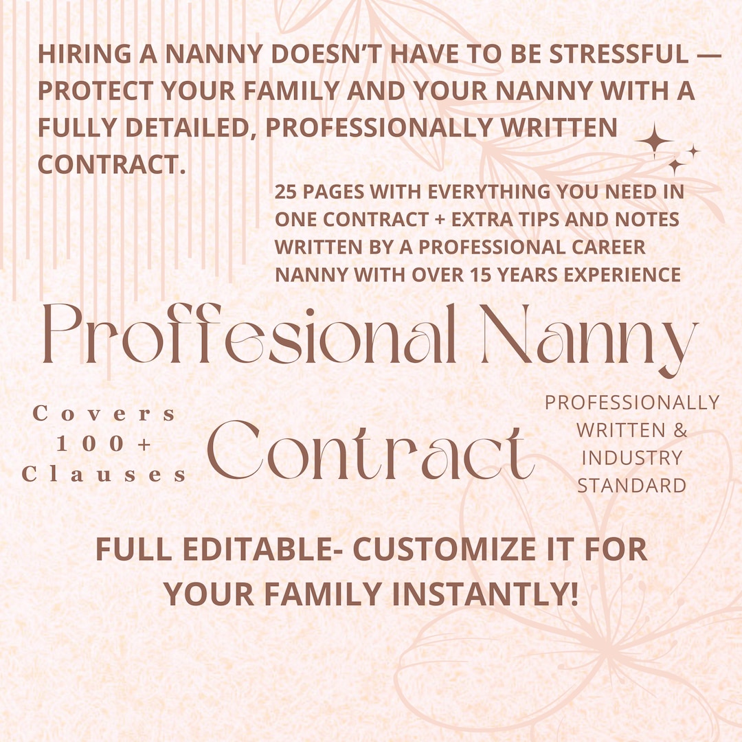 Nanny Contract Printable + Offer Letter - Etsy