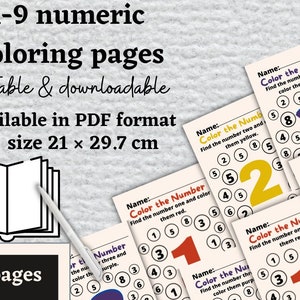 9 Printable Numbers Coloring Pages, Coloring Page, Preschool Activities ...