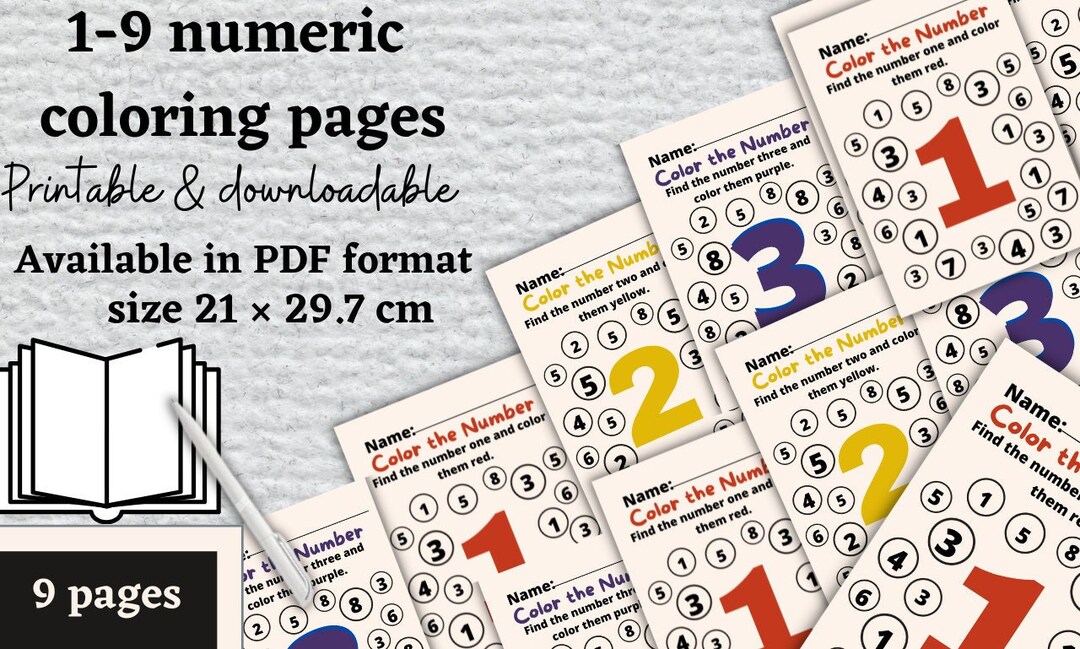 9 Printable Numbers Coloring Pages, Coloring Page, Preschool Activities ...