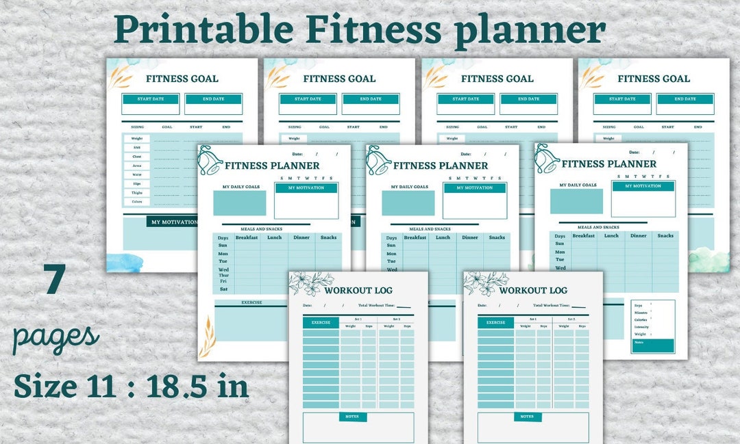 Fitness Planner, Insert Printable Fitness Planner, Printable Planner ...